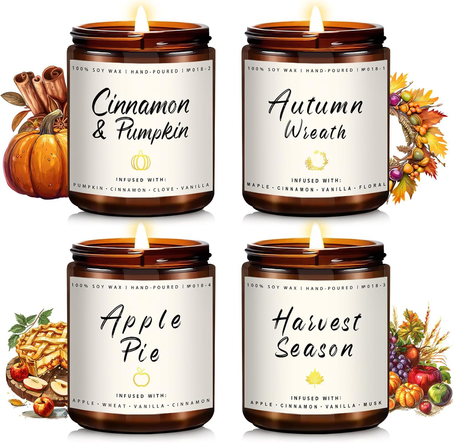 Dakota Fields Fall Candle Set | 4pack Fall Scented Candles for Home - Soy Candles for Home ...
